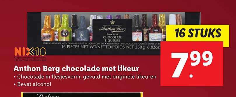 Anthon Berg Chocolade Met Likeur aanbieding bij Lidl