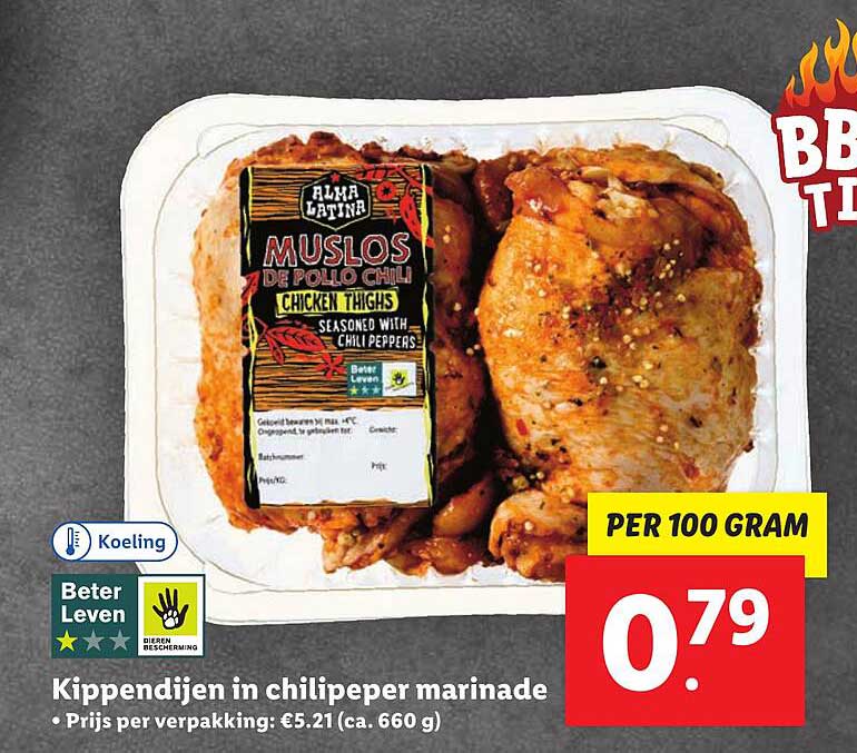 Kippendijen In Chilipeper Marinade aanbieding bij Lidl