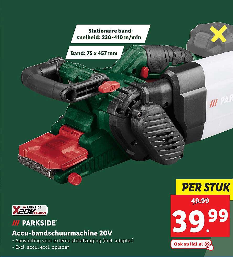 Parkside Accu-Bandschuurmachine 20V aanbieding bij Lidl