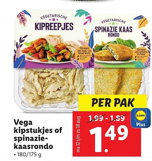 Vega Kipstukjes Of Spinazie-Kaasrondo aanbieding bij Lidl
