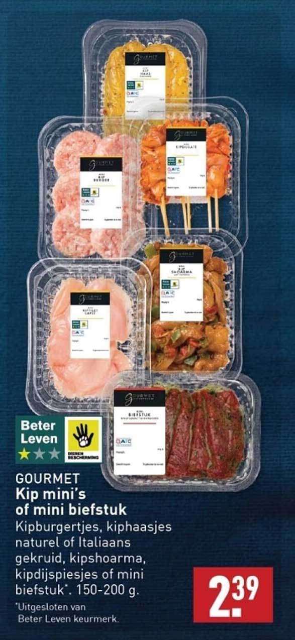 Gourmet Kip Mini's Of Mini Biefstuk aanbieding bij ALDI