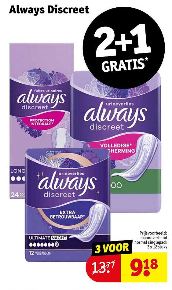 Always Discreet aanbieding bij Kruidvat