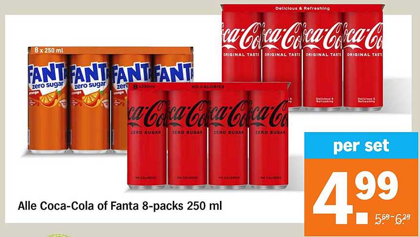 Alle Coca-Cola Of Fanta 8-Packs 250 Ml aanbieding bij Albert Heijn