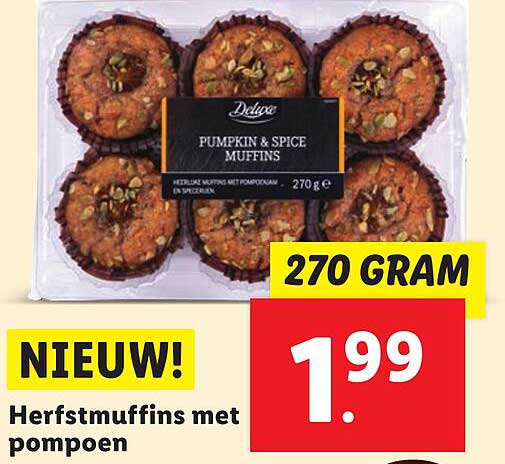 Herfstmuffins Met Pompoen aanbieding bij Lidl