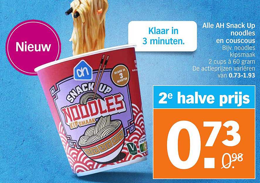 Ah Snack Up Noodles Kipsmaak aanbieding bij Albert Heijn