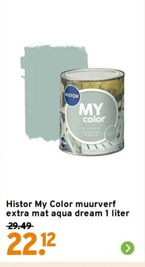 Histor My Color Muurverf Extra Mat Aqua Dream 1 Liter aanbieding bij GAMMA