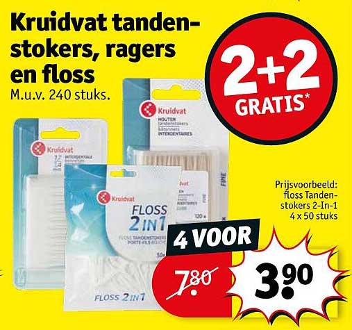 Kruidvat Tandenstokers, Ragers En Floss aanbieding bij Kruidvat