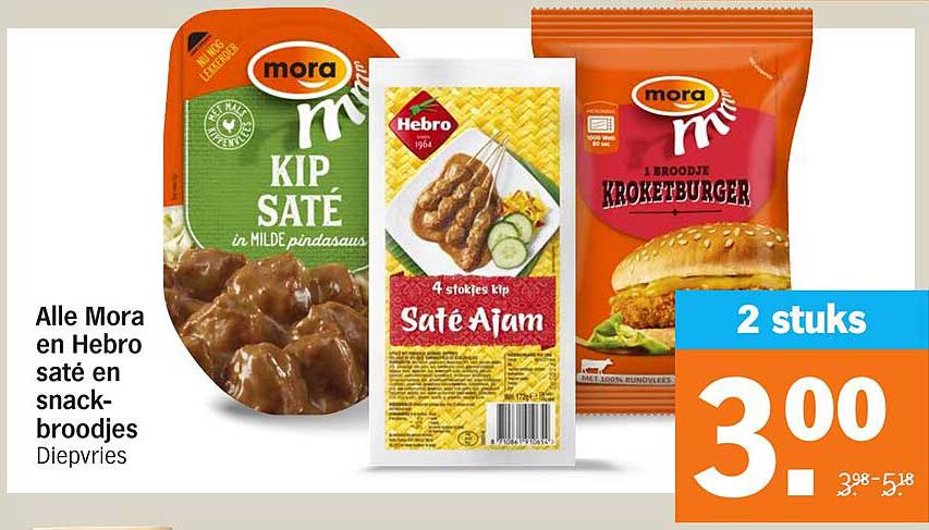 Alle Mora En Hebro Saté En Snack-Broodjes Diepvries aanbieding bij ...