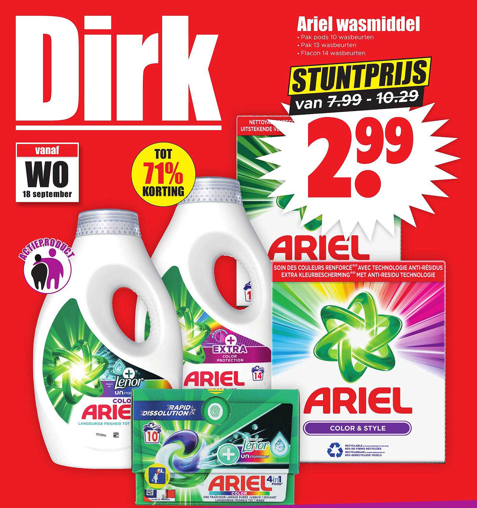 Ariel Wasmiddel aanbieding bij Dirk
