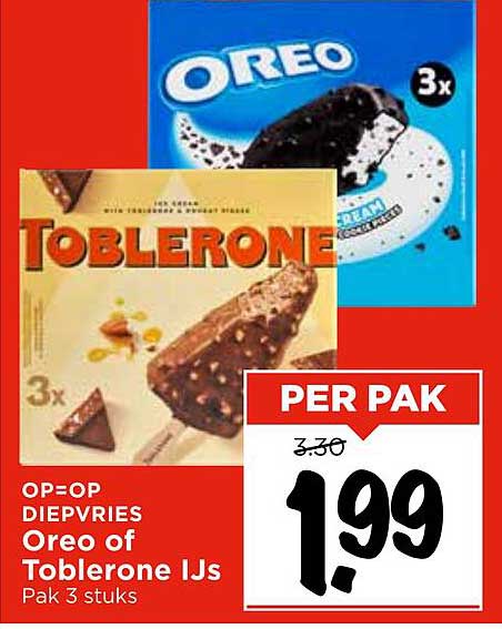 Oreo Of Toblerone Ijs aanbieding bij Vomar