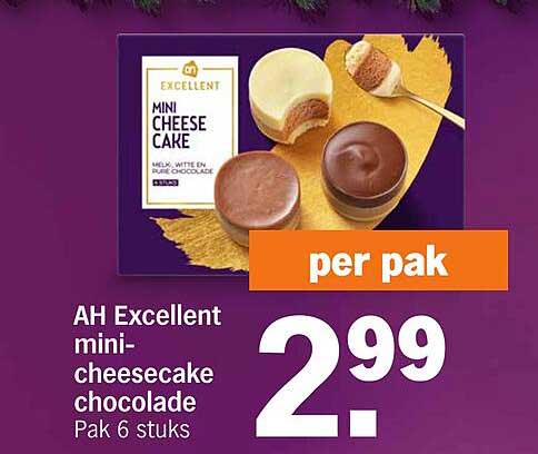 Ah Excellent Mini-Cheesecake Chocolade aanbieding bij Albert Heijn