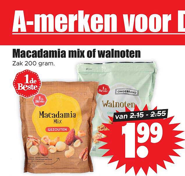 Macadamia Mix Of Walnoten aanbieding bij Dirk