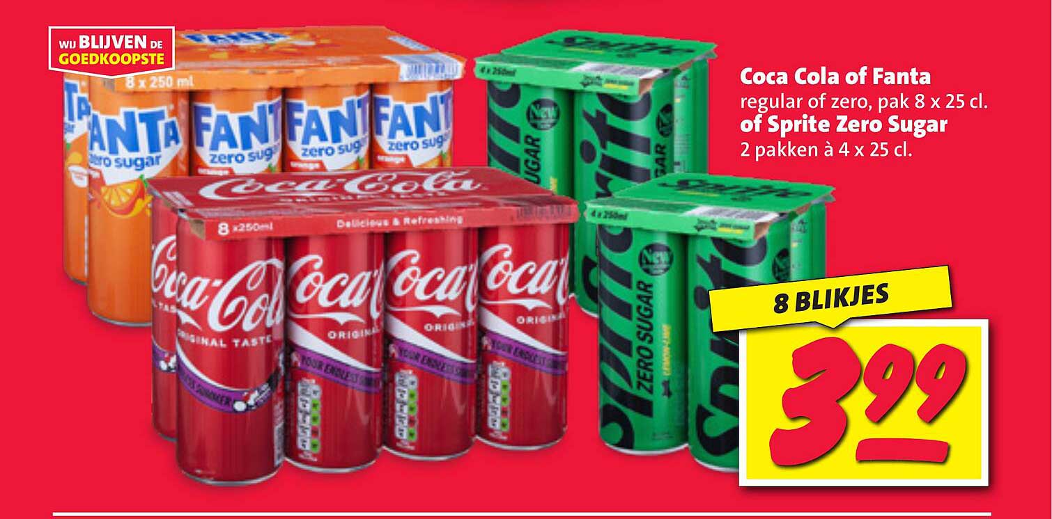 Coca Cola Of Fanta Regular Of Zero, Pak 8 X 25 Cl. Of Sprite Zero Sugar ...