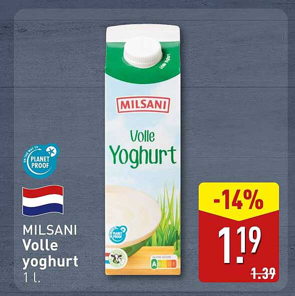 Milsani Volle Yoghurt aanbieding bij ALDI