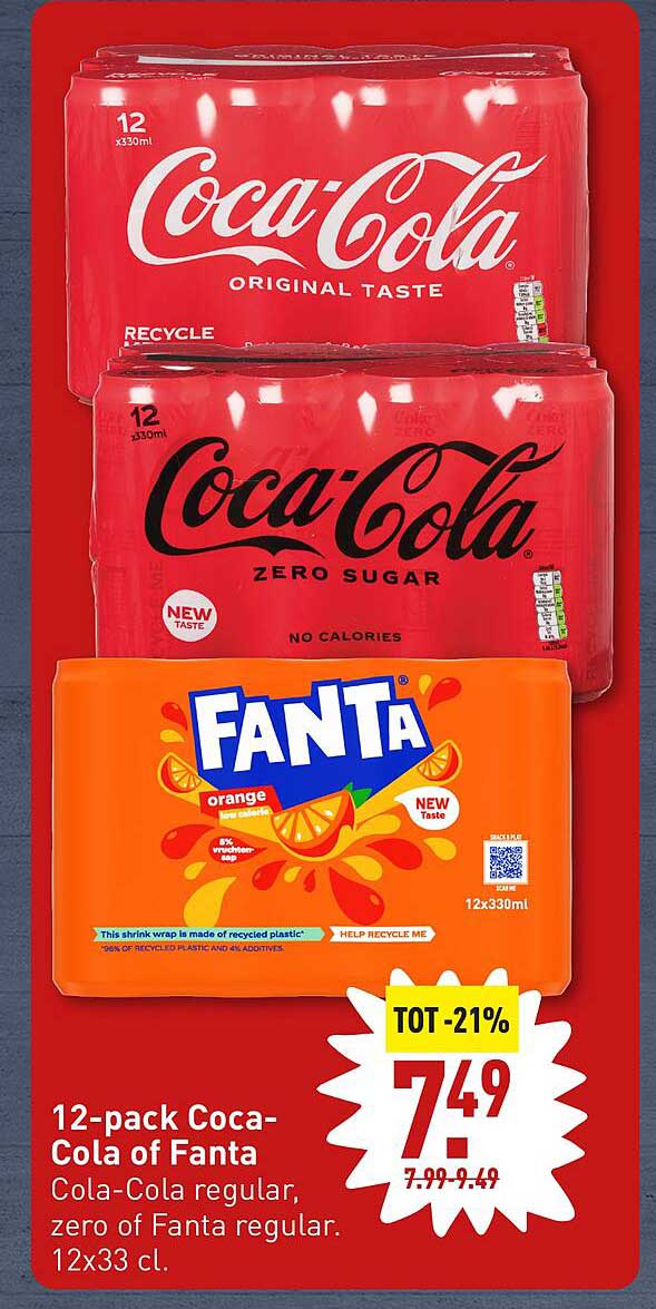 12-Pack Coca-Cola Of Fanta aanbieding bij ALDI