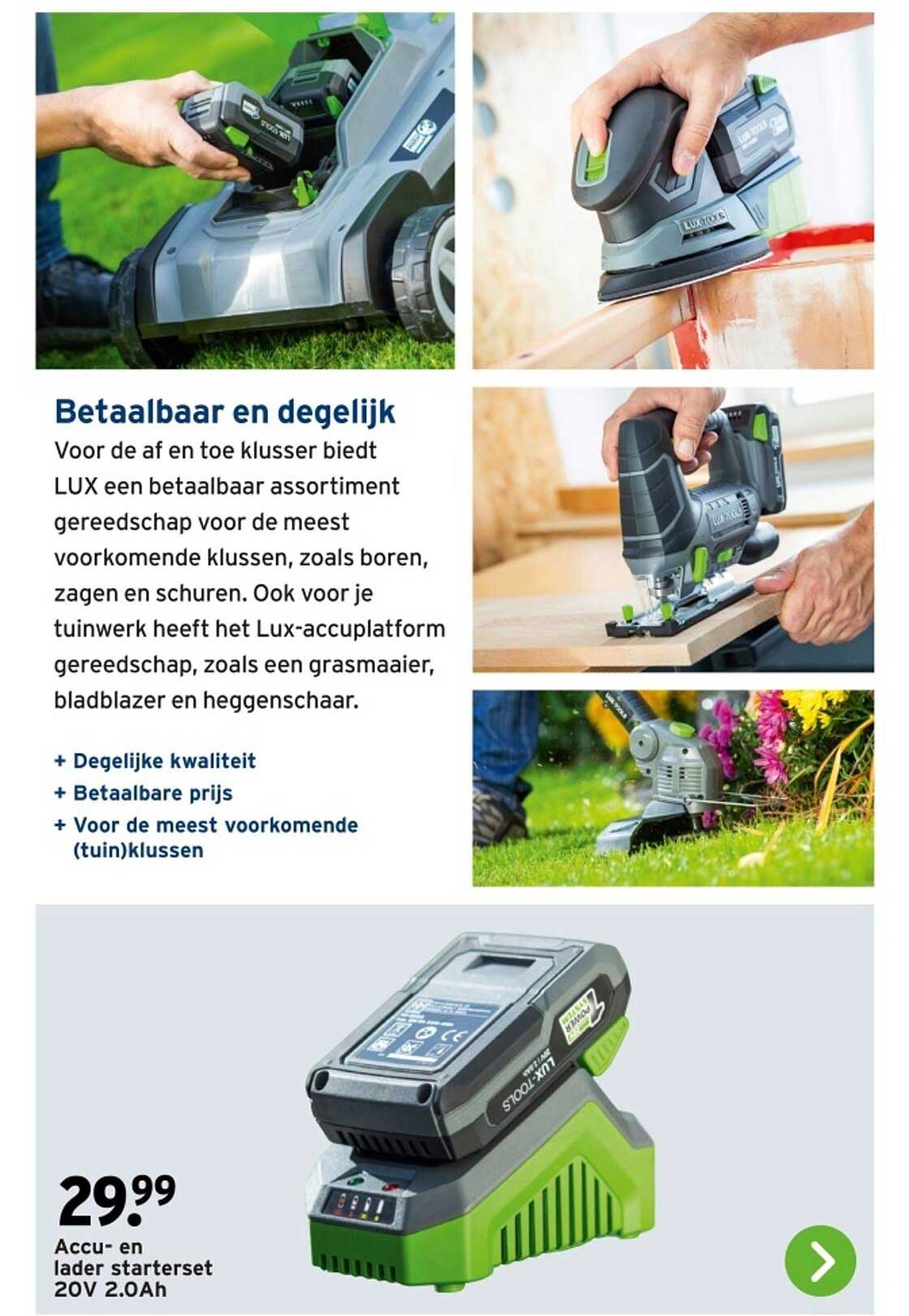 Accu- En Lader Starterset 20V 2.0Ah aanbieding bij GAMMA
