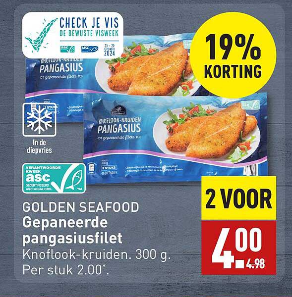 Golden Seafood Gepaneerde Pangasiusfilet aanbieding bij ALDI