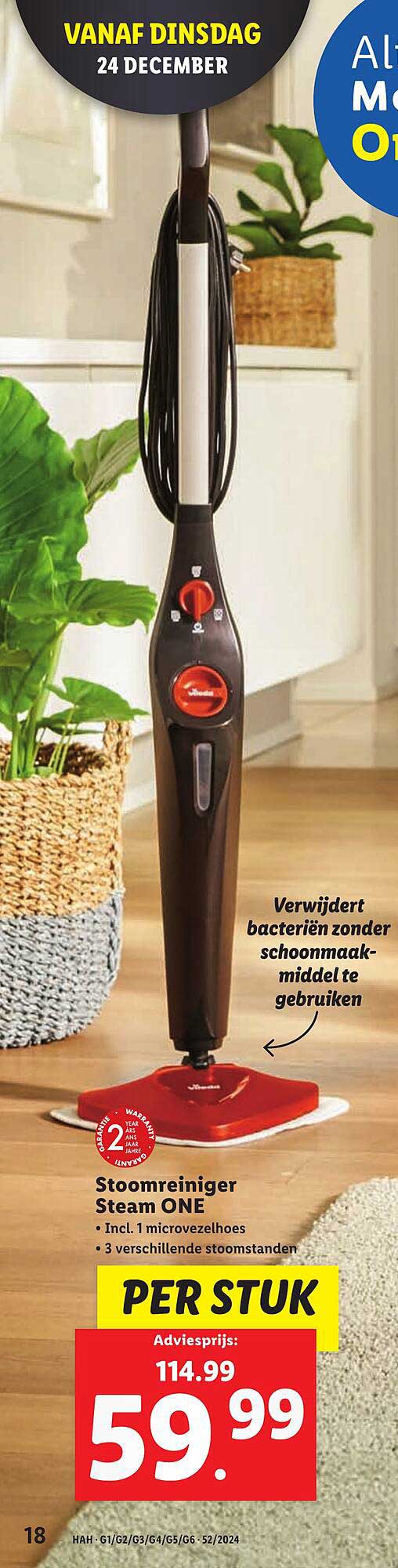 Stoomreiniger Steam One aanbieding bij Lidl