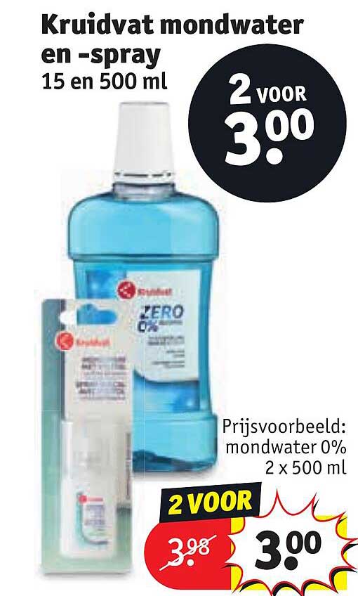 Kruidvat Mondwater En -Spray aanbieding bij Kruidvat