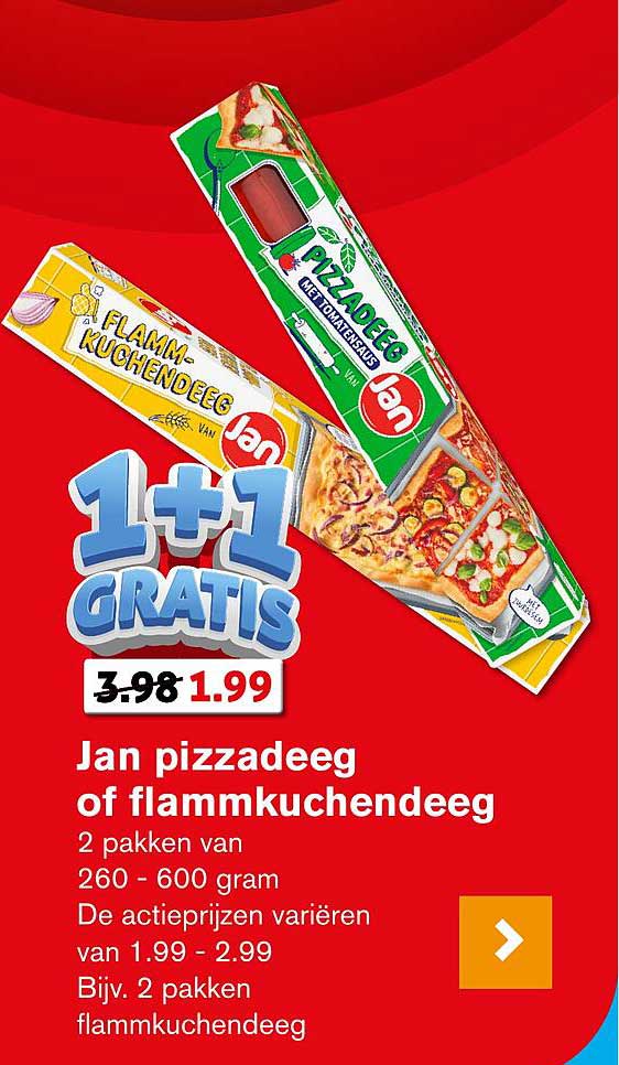 Jan Pizzadeeg Of Flammkuchendeeg aanbieding bij Hoogvliet