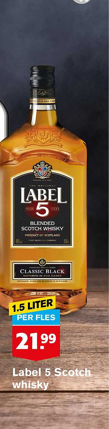 Label 5 Scotch Whisky aanbieding bij Hoogvliet