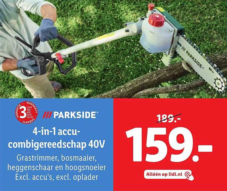 Parkside 4-In-1 Accu-Combigereedschap 40V aanbieding bij Lidl