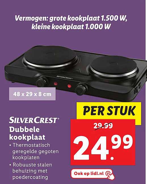Silvercrest Dubbele Kookplaat aanbieding bij Lidl