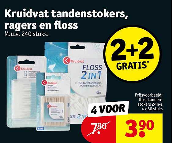 Kruidvat Tandenstokers, Ragers En Floss aanbieding bij Kruidvat