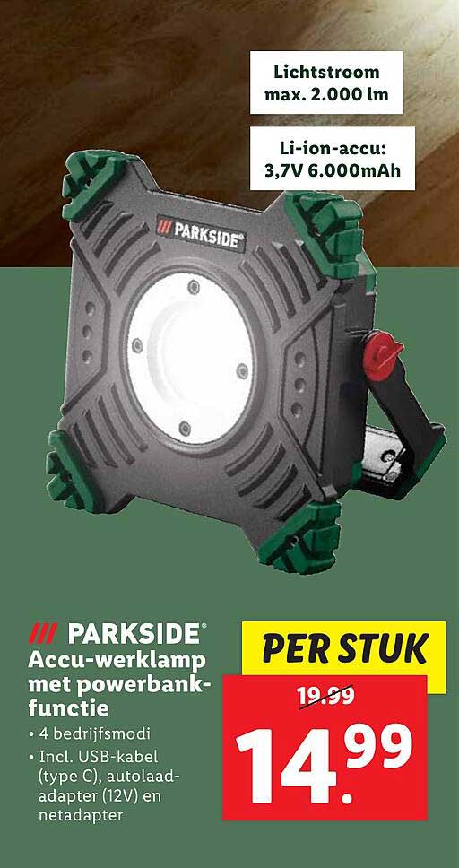 Parkside Accu-Werklamp Met Powerbank-Functie aanbieding bij Lidl