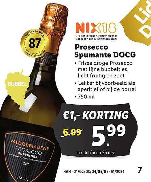 Prosecco Spumante Docg aanbieding bij Lidl