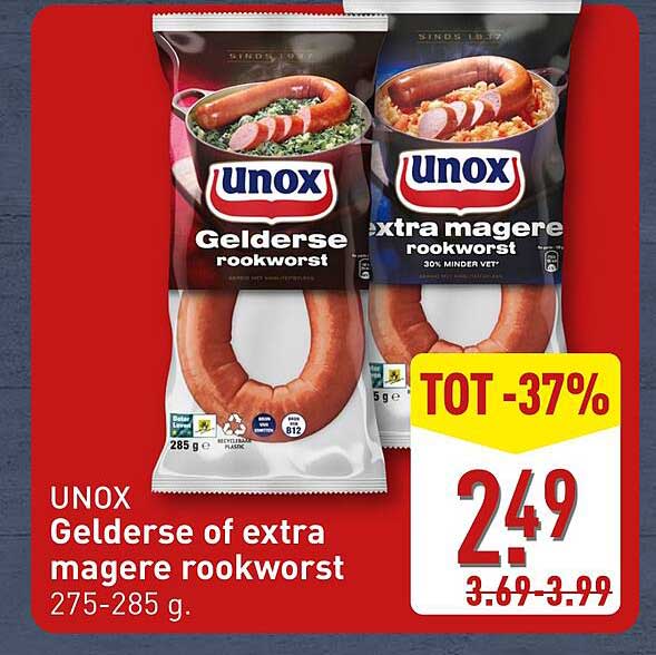 Unox Gelderse Of Extra Magere Rookworst aanbieding bij ALDI