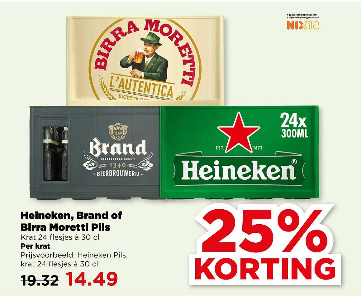 Heineken, Brand Of Birra Moretti Pils aanbieding bij PLUS