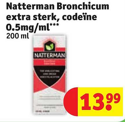 Natterman Bronchicum Extra Sterk, Codeïne 0.5Mg/Ml aanbieding bij Kruidvat