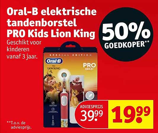 Oral-B Elektrische Tandenborstel Pro Kids Lion King aanbieding bij Kruidvat