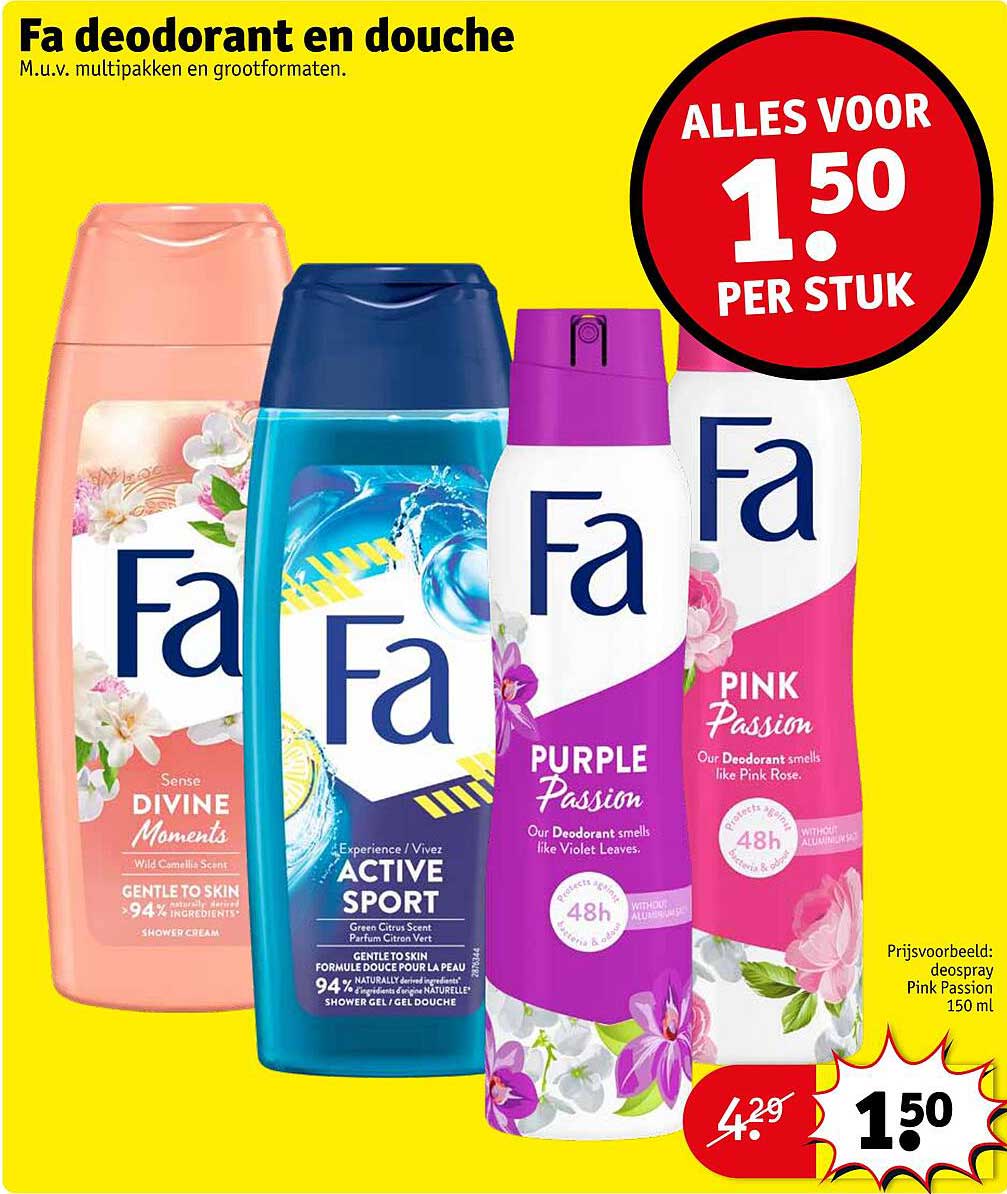 Fa Deodorant En Douche aanbieding bij Kruidvat