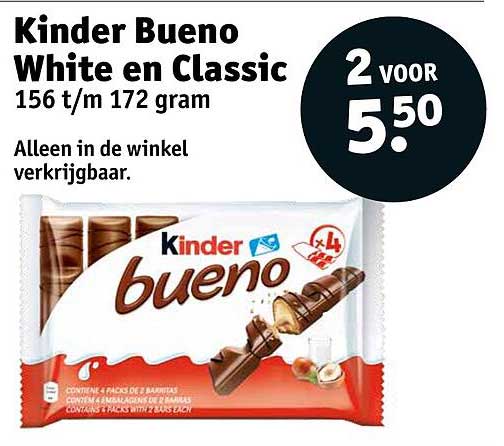 Kinder Bueno White En Classic aanbieding bij Kruidvat