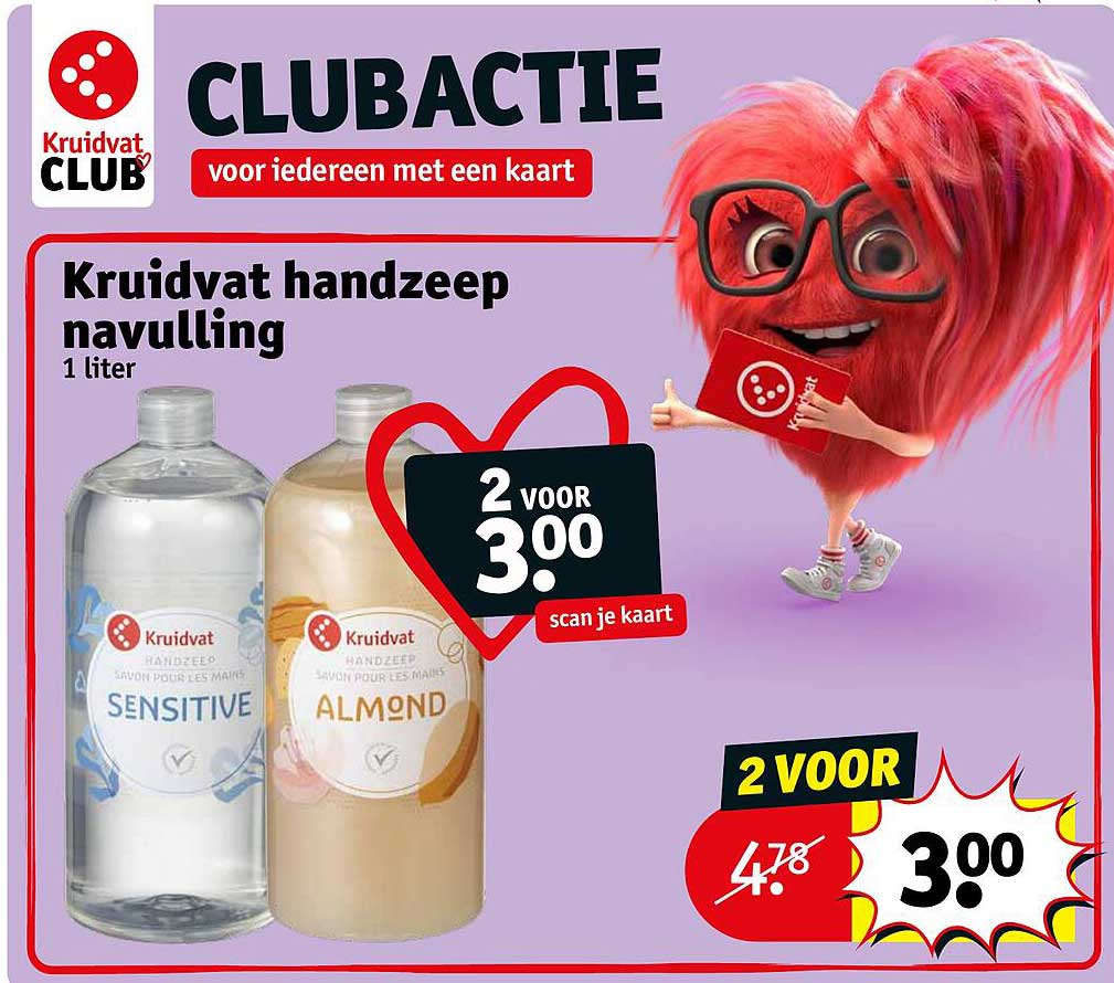 Kruidvat Handzeep Navulling aanbieding bij Kruidvat