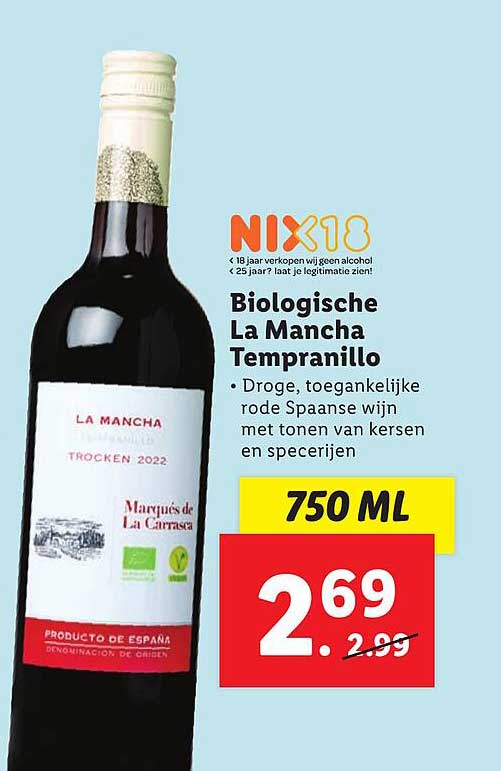 Biologische La Mancha Tempranillo aanbieding bij Lidl