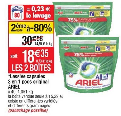 Promo Lessive Capsules 3 En 1 Pods Original Ariel chez Cora - iCatalogue.fr Promo Lessive Capsules 3 En 1 Pods Original Ariel chez Cora - iCatalogue.fr