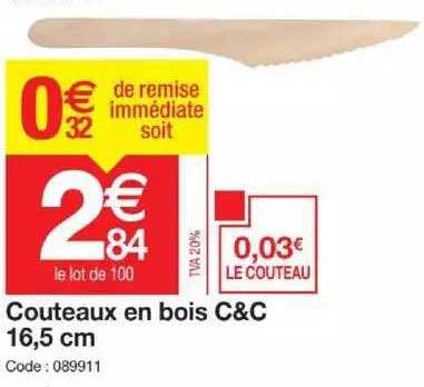 Promo Couteaux En Bois C&c 16,5 Cm chez Promocash - iCatalogue.fr