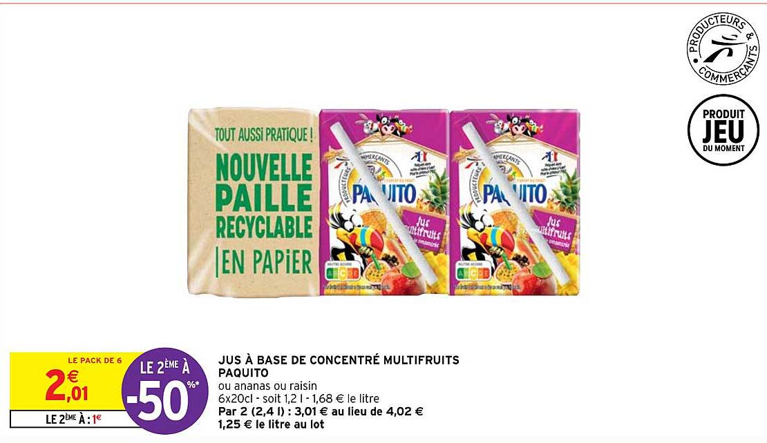 Promo Jus à Base De Concentré Multifruits Paquito chez Intermarché ...