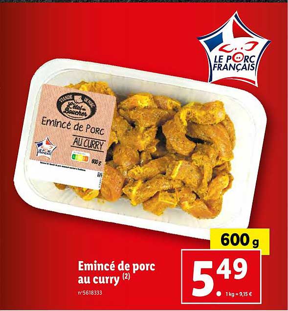 Promo émincé De Porc Au Curry chez Lidl - iCatalogue.fr