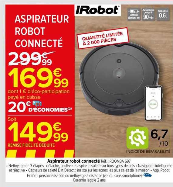 Promo Aspirateur Robot Connecté chez Carrefour - iCatalogue.fr