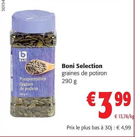 Promo Boni Selection Graines De Potiron chez Colruyt - iCatalogue.fr