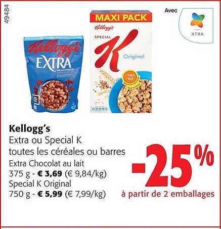 Promo Kellogg's Extra Ou Special K Extra Chocolat Au Lait chez Colruyt ...
