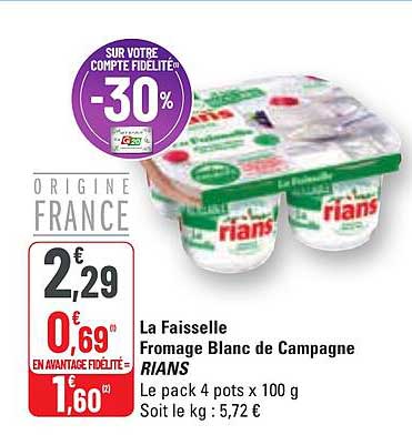 Promo La Faisselle Fromage Blanc De Campagne Rians chez G20 - iCatalogue.fr