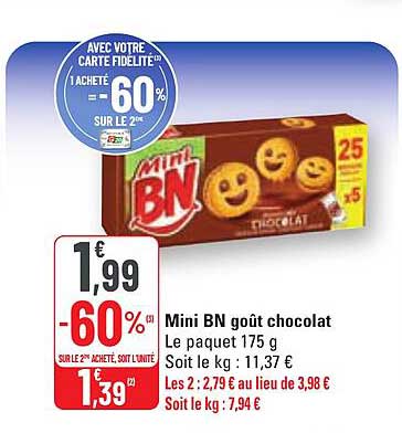 Promo Mini Bn Goût Chocolat chez G20 - iCatalogue.fr