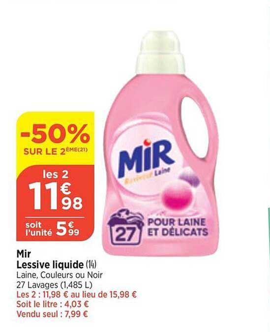 Promo Mir Lessive Liquide chez Bi1 - iCatalogue.fr