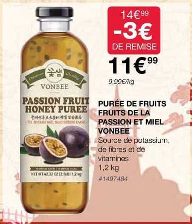 Promo Purée De Fruits Fruits De La Passion Et Miel Vonbee chez Costco ...
