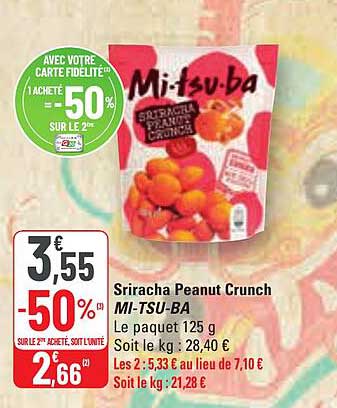 Promo Sriracha Peanut Crunch Mi-tsu-ba chez G20 - iCatalogue.fr